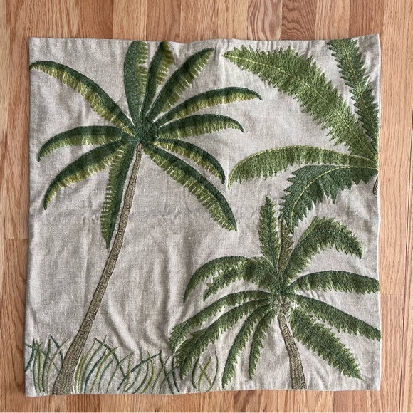 Pottery Barn | Accents | Rare Pottery Barn Palm Tree Embroidered 24x24 ...